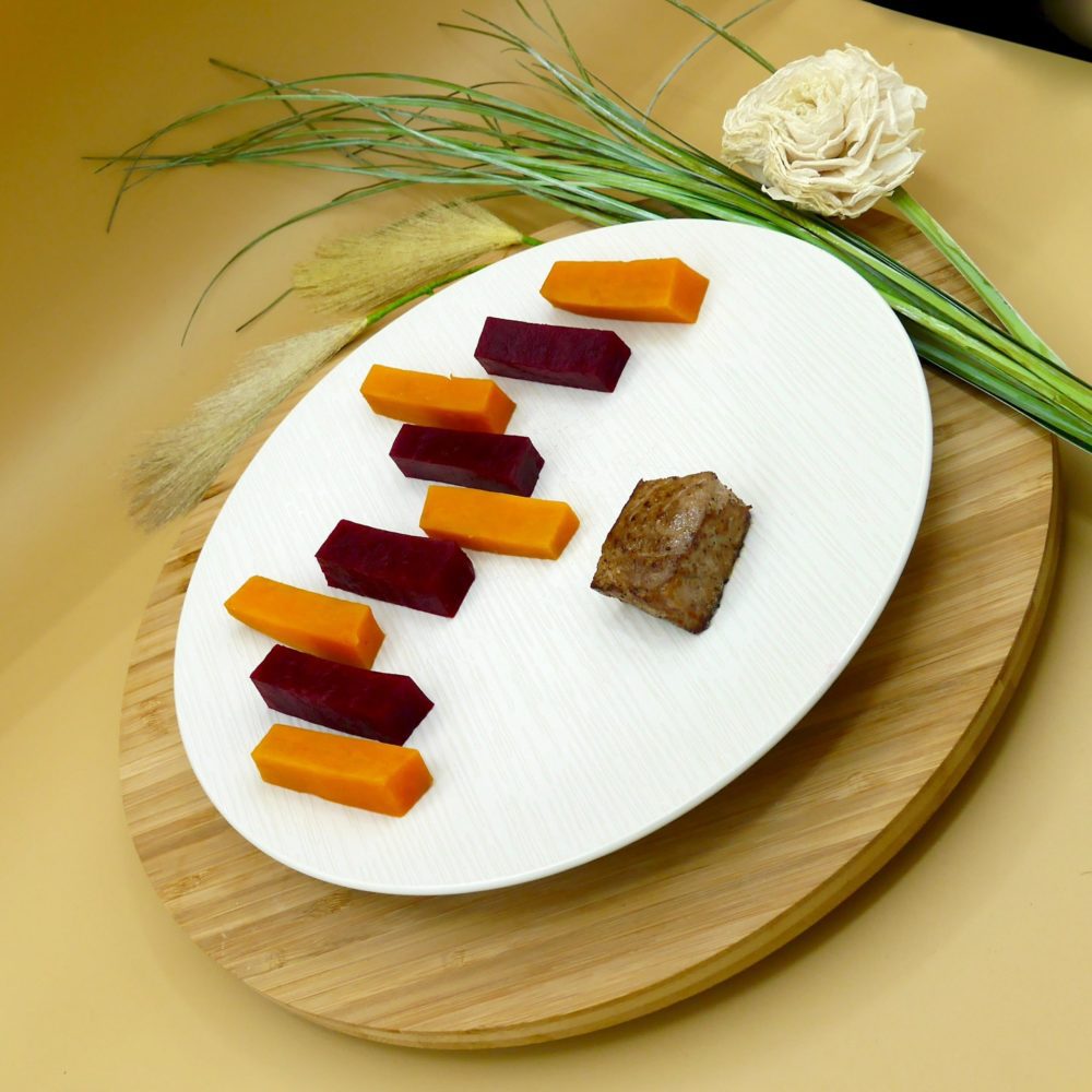 Bâtonnets de patate douce, betterave et pavé de thon albacore | Diversibaby